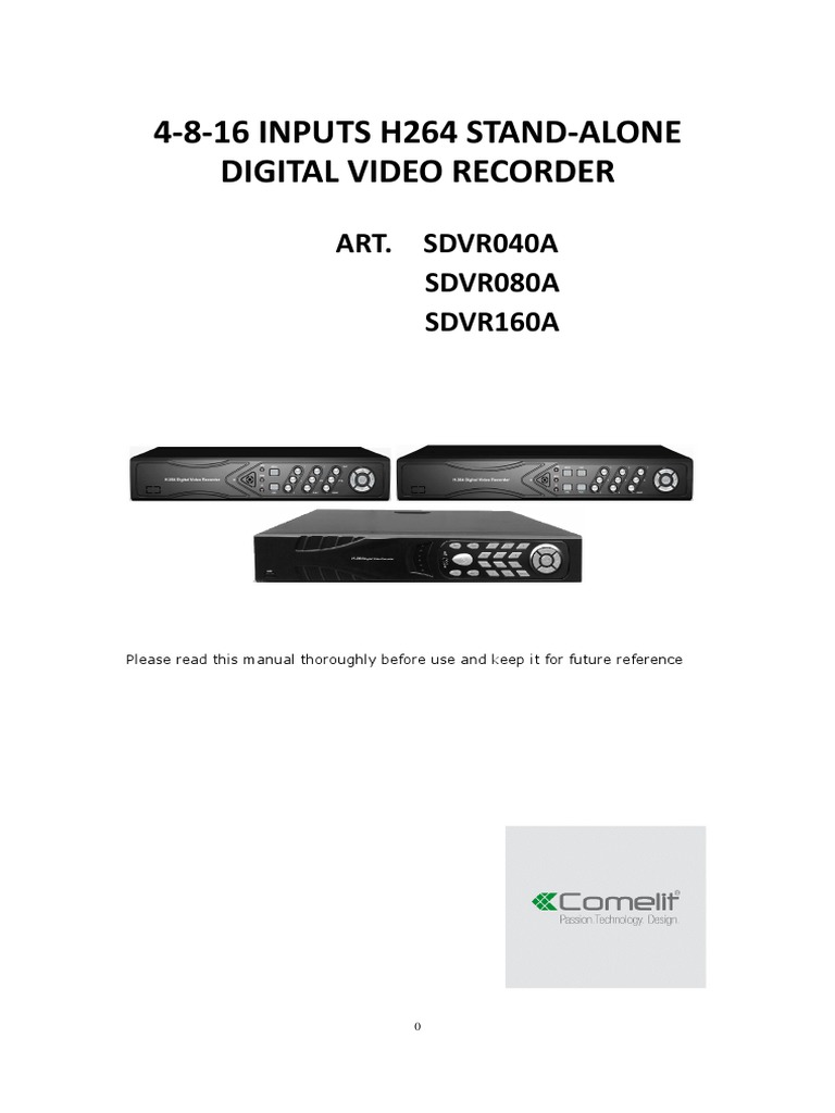 Manuel DVR Comelit | PDF | Digital Video Recorder | Menu (Computing)
