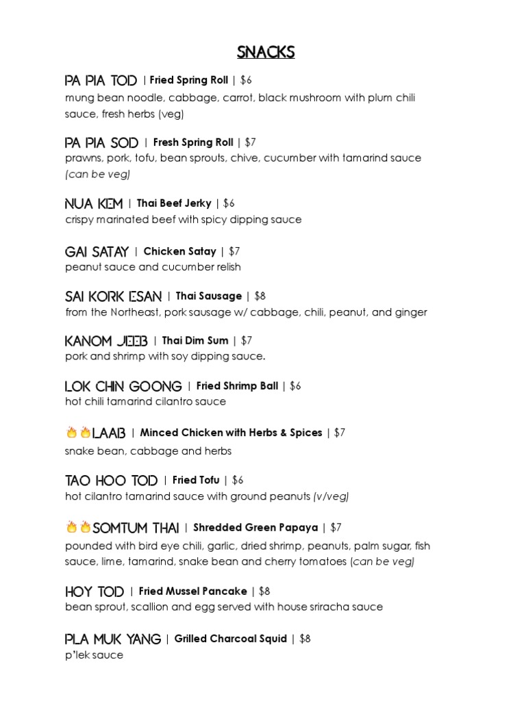 Same Same Menu | PDF | Thai Cuisine | Curry