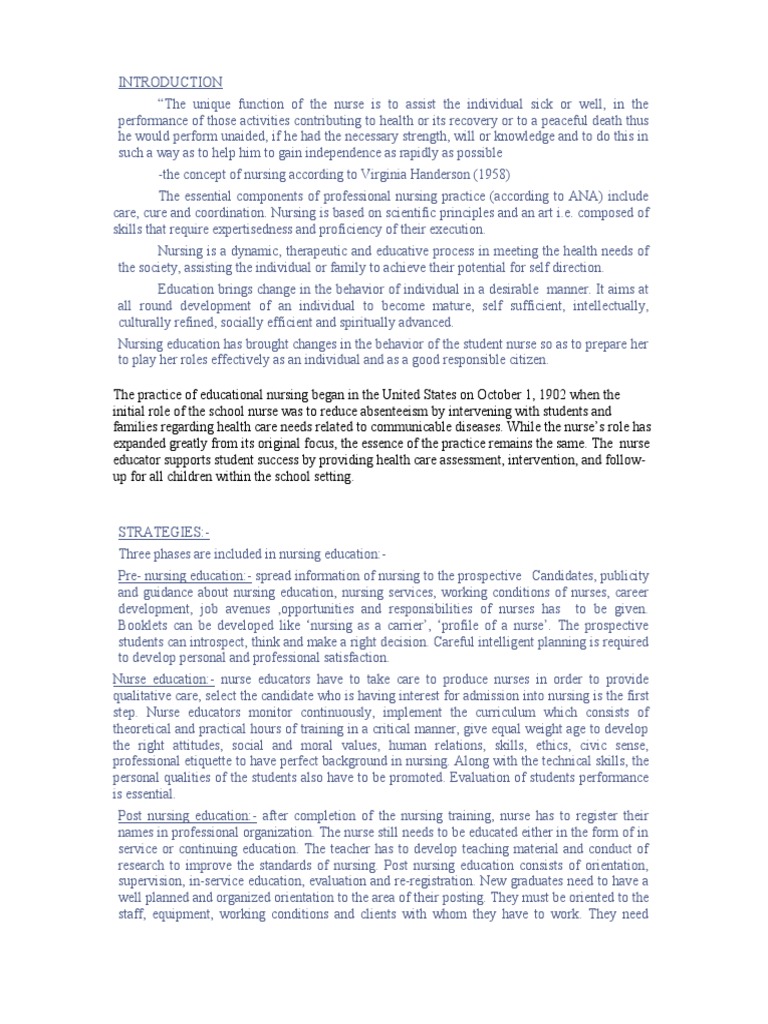 Scope and Purpose of Nursing Education | PDF | Nursing | University And ...