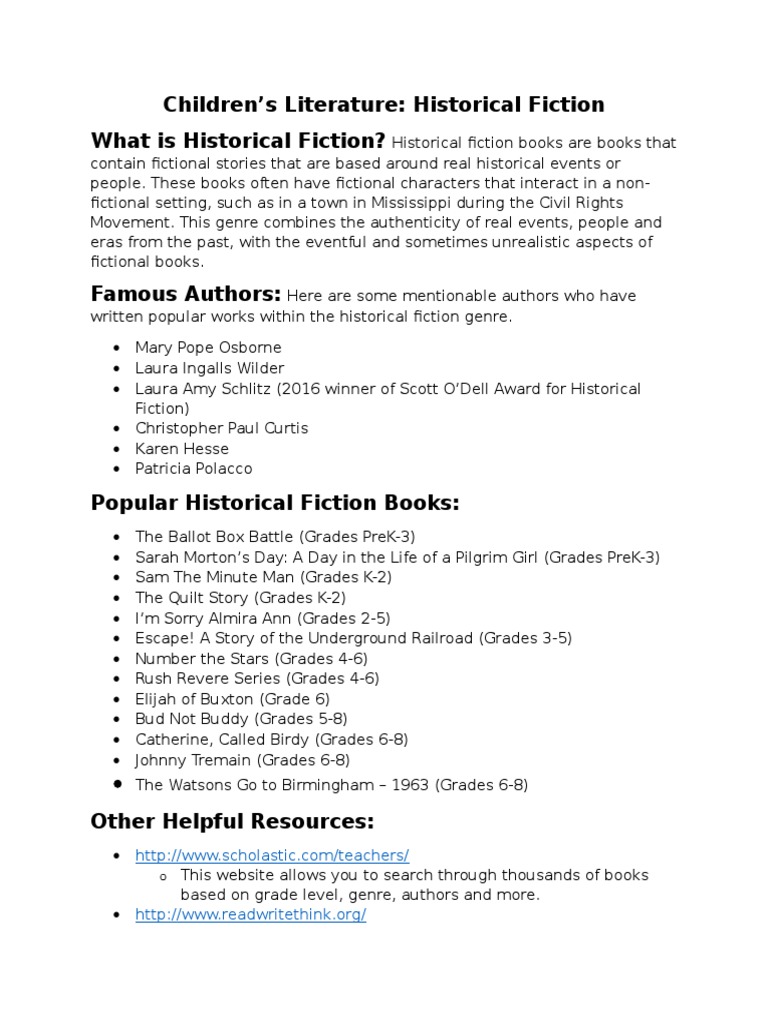 Historical Fiction for Young Readers | PDF