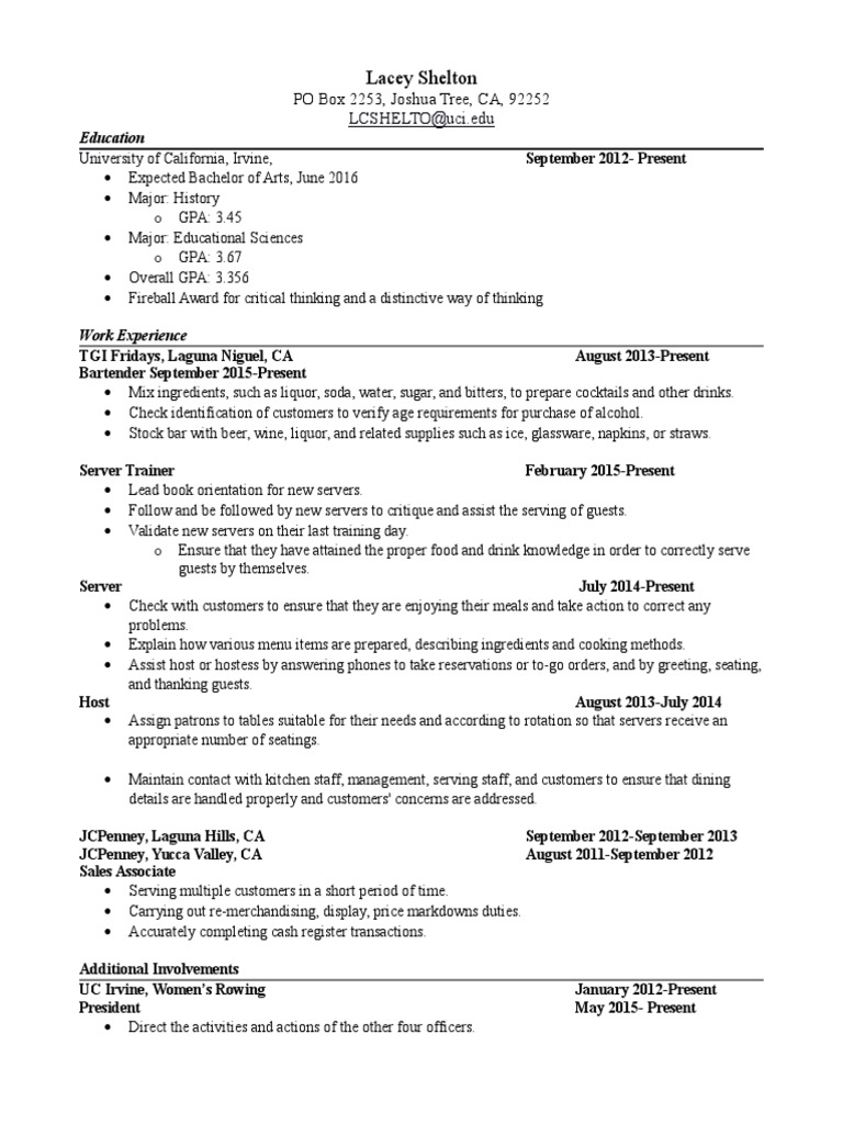 Lacey Shelton's Resume and Experience | PDF