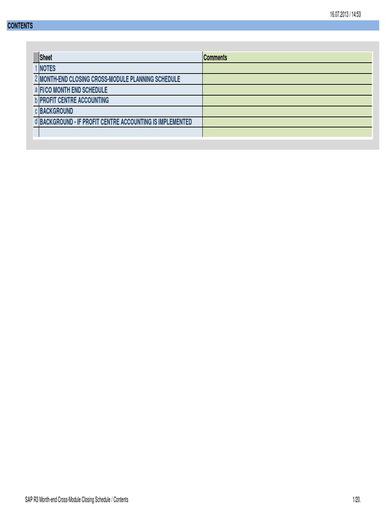 SAP R3 Month-End Closing Schedule | PDF | Cheque | Debits And Credits