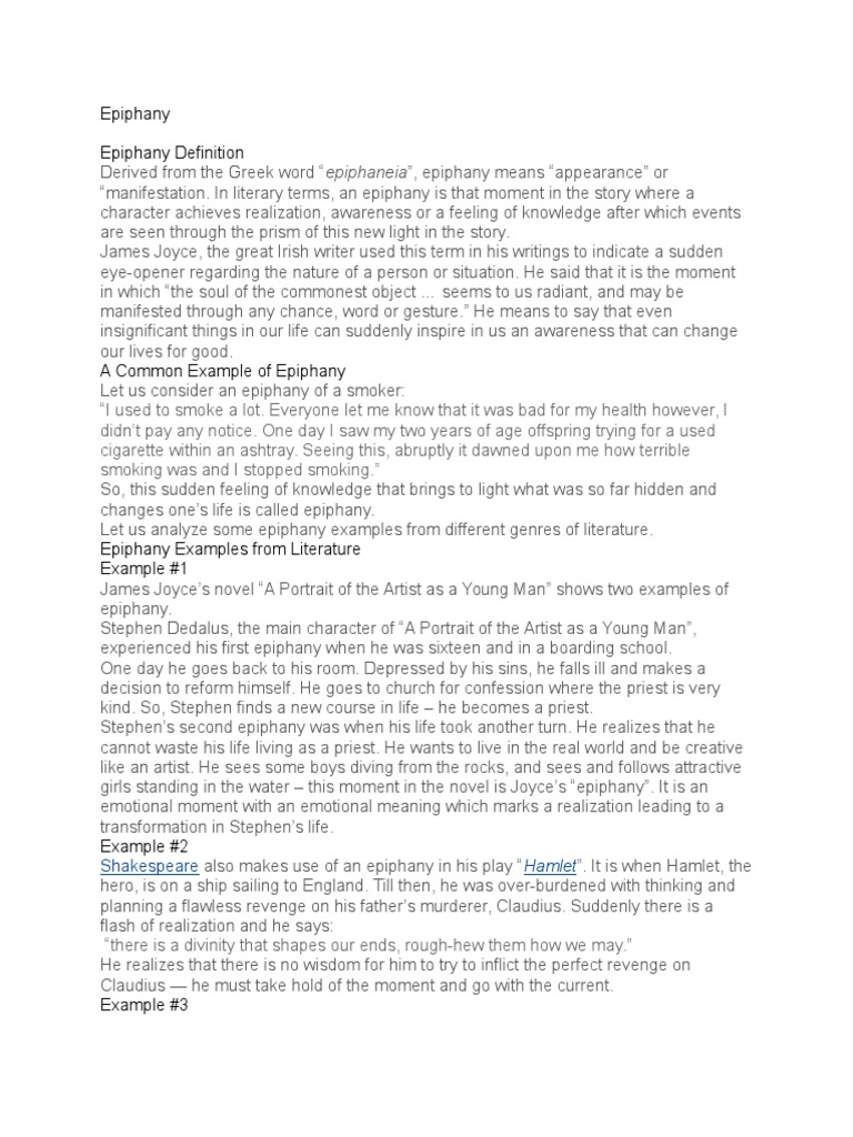 Epiphany | PDF | A Portrait Of The Artist As A Young Man