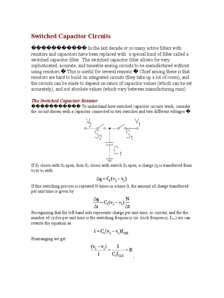 Switched Capacitor Filter Design Guide | PDF | Capacitor | Operational ...