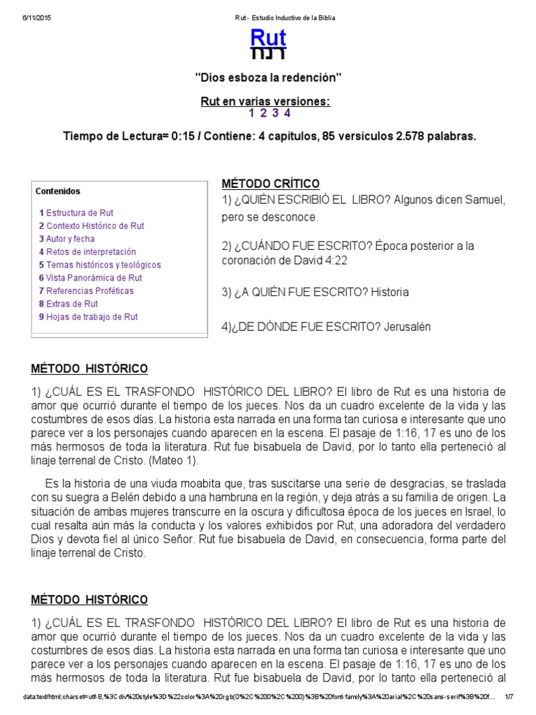 Rut - Estudio Inductivo de La Biblia | PDF | Libro de rut | Noemí ...