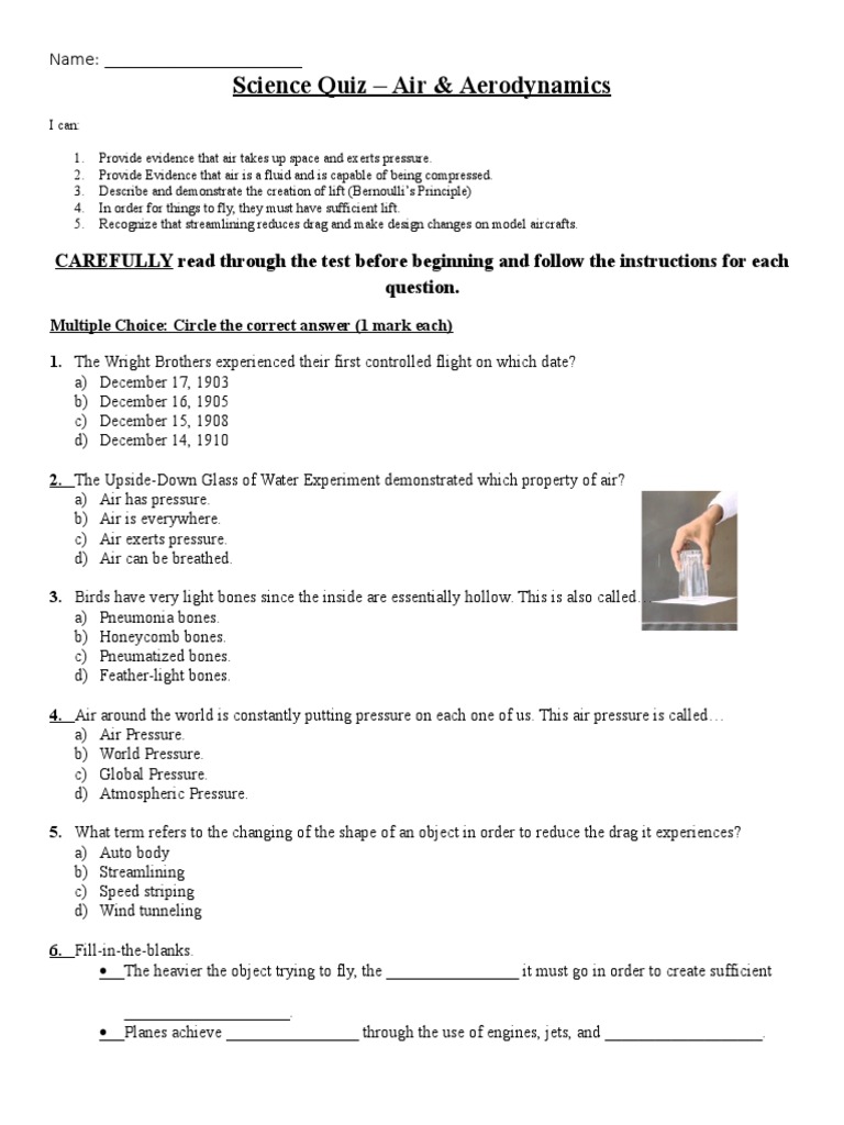 Air & Aerodynamics Science Quiz | PDF | Computers