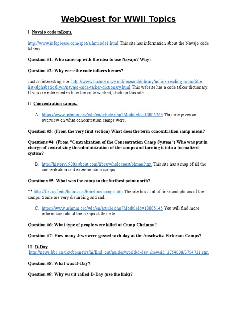 WWII WebQuest for Students | PDF | Computers