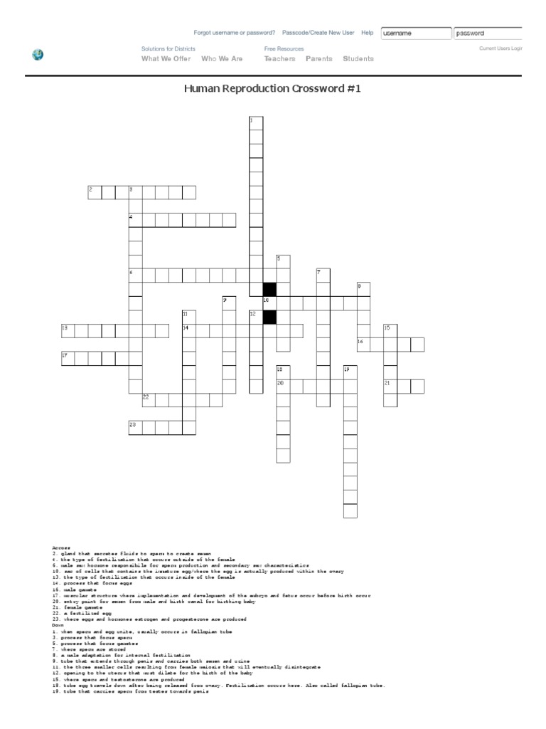 Human Reproduction Crossword Puzzle 1 | PDF | Fertilisation | Human ...