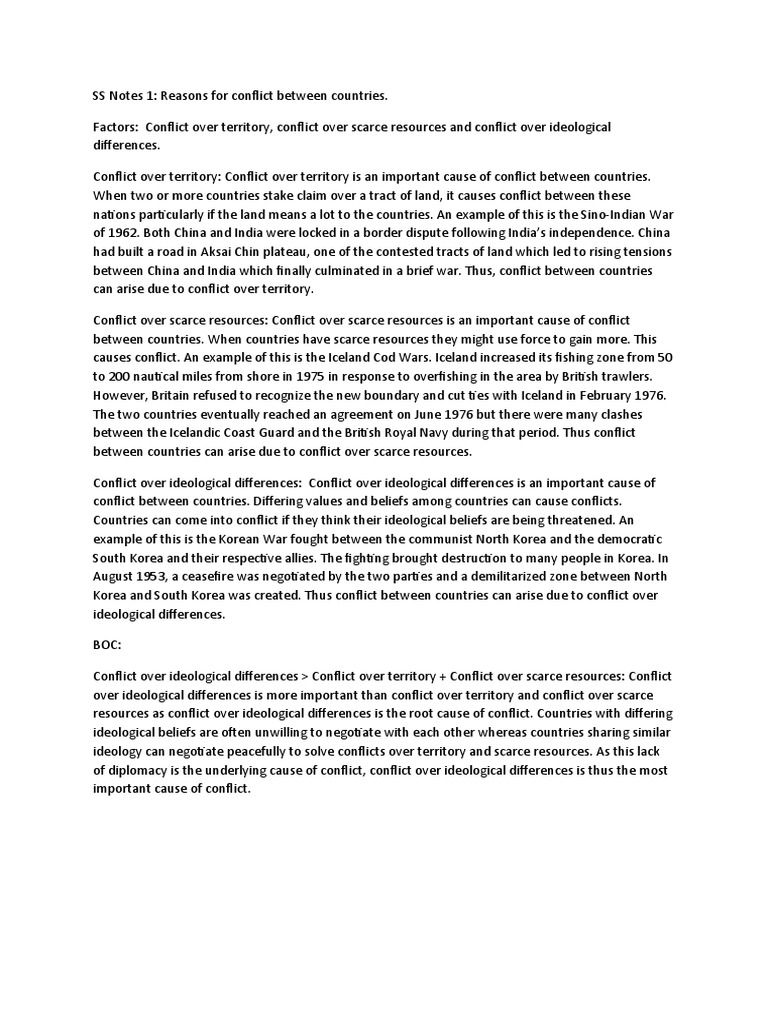 Causes of International Conflicts | PDF | Foreign Policy ...