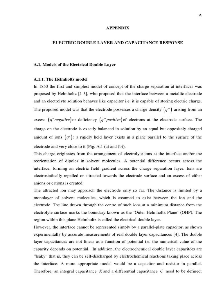 Electric Double Layer Models Explained | PDF | Capacitor | Physical ...