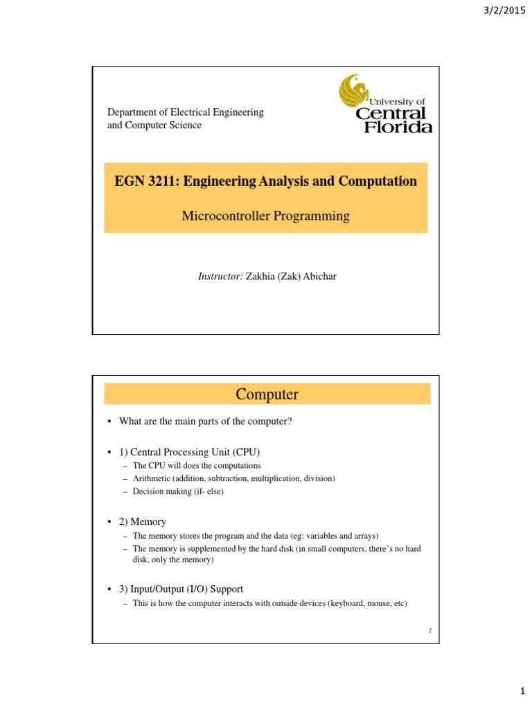 EGN 3211-Microcontroller | PDF | Microcontroller | Areas Of Computer Science