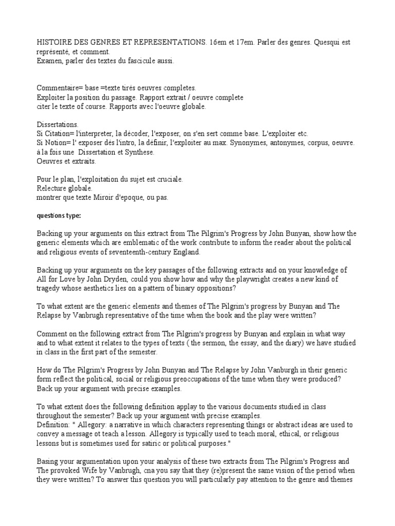 Exams | PDF | Allegory | The Pilgrim's Progress