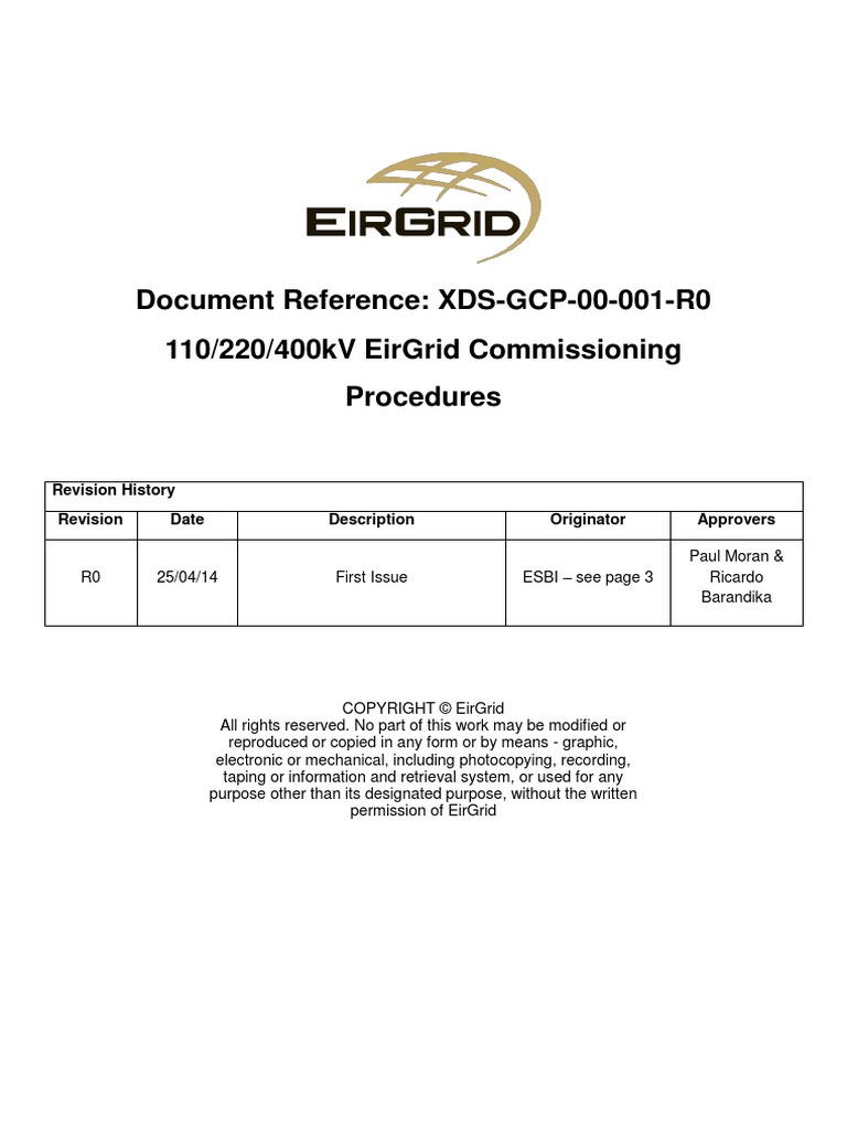 EirGrid Commissioning Procedures Rev 0 | PDF | Battery Charger ...