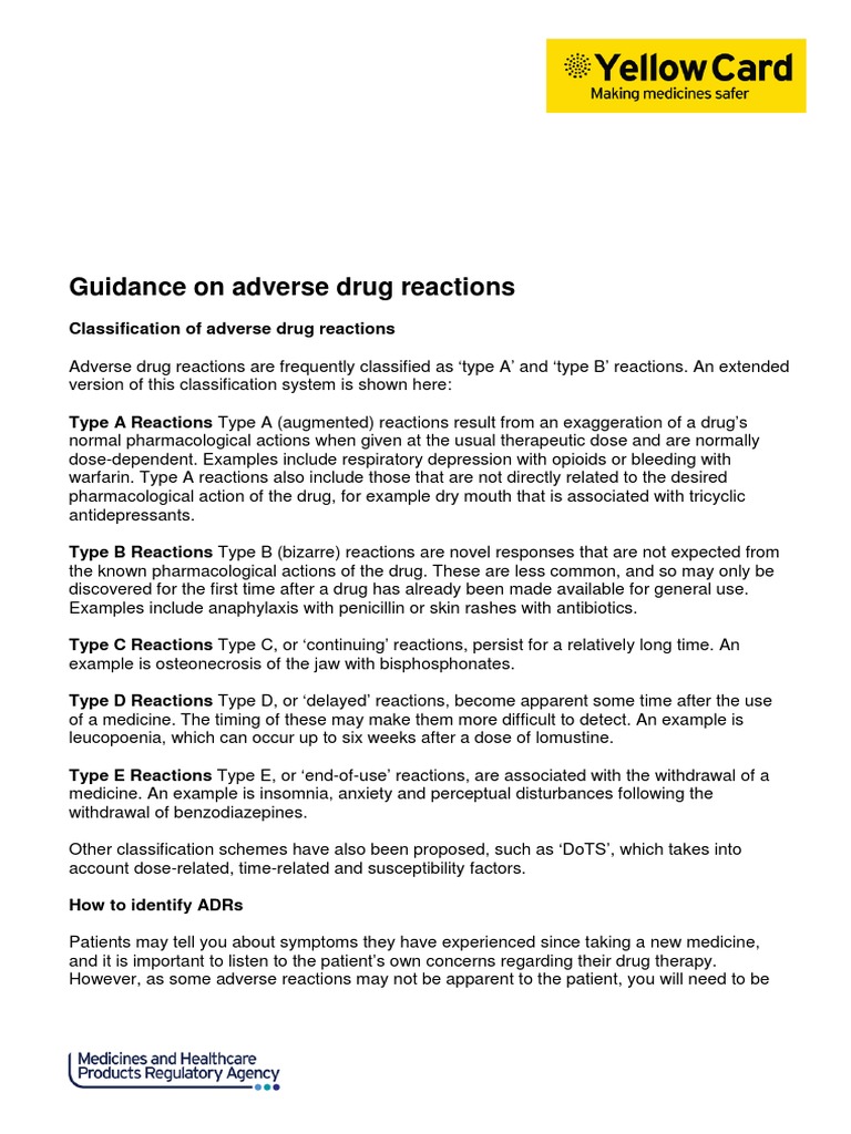 Guidance On Adverse Drug Reactions PDF | PDF