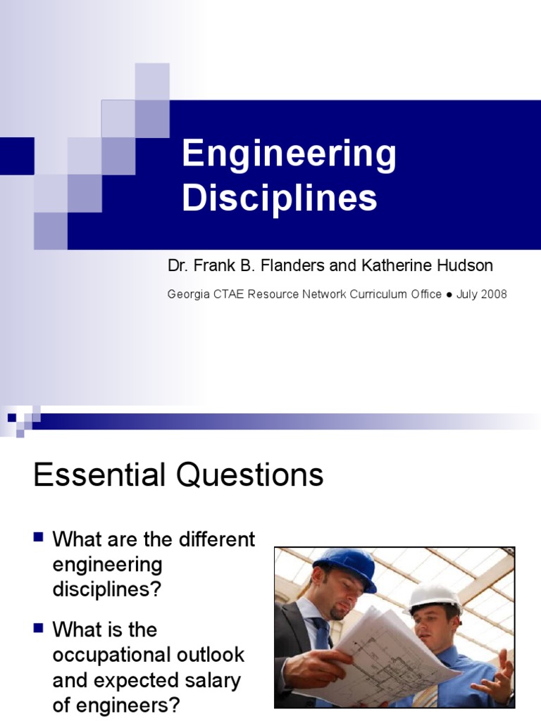 Engineering Disciplines: Dr. Frank B. Flanders and Katherine Hudson ...
