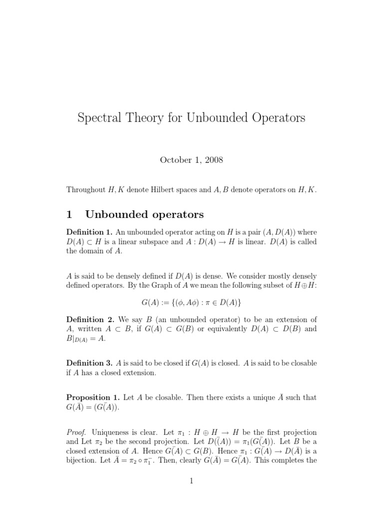 Spectral Theory For Unbounded Operators | PDF | Linear Algebra | Mathematical Concepts