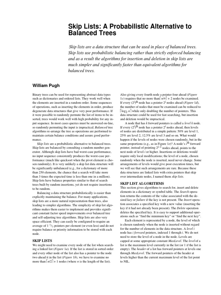 Skip List | PDF | Computer Data | Mathematical Concepts