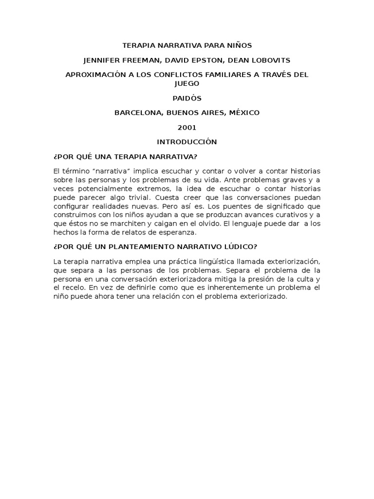 Terapia Narrativa para Niños | PDF