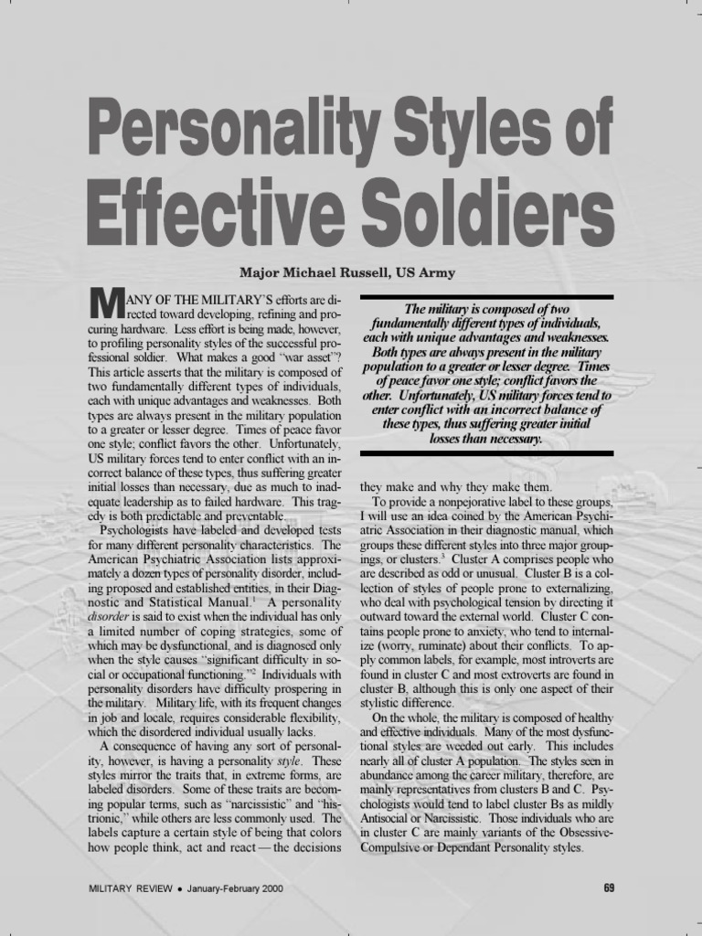 Personality Profiles of Soldiers | PDF | Personality Disorder | Mental ...