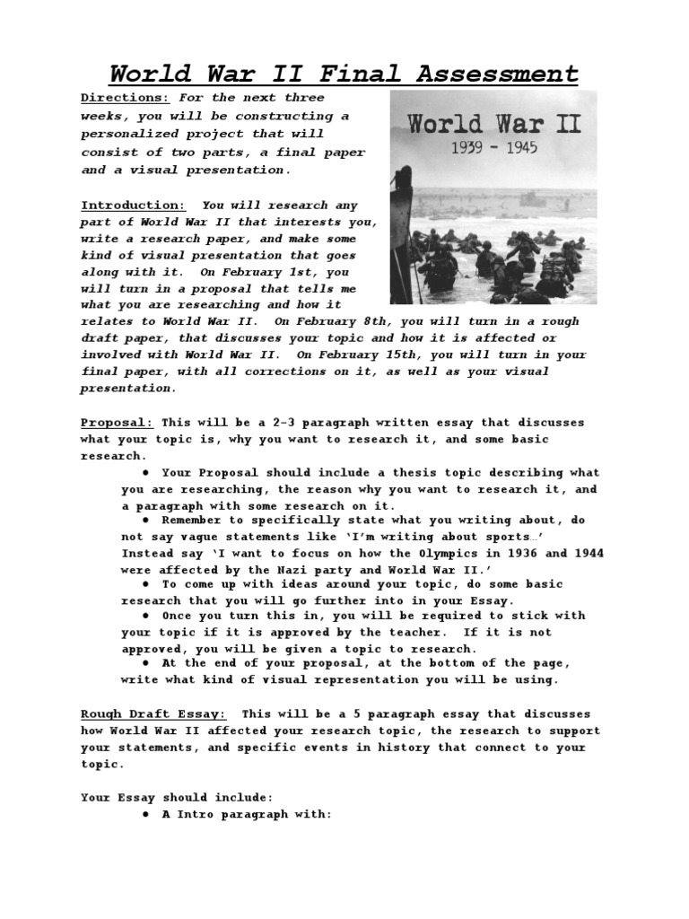 Wwiifinalassessmentrubric | PDF | Essays | Thesis