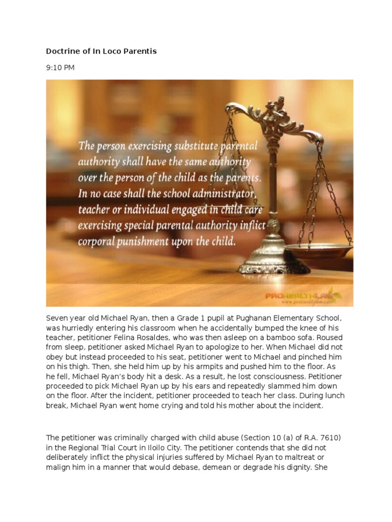 Doctrine of in Loco Parentis | PDF | Violence | Child Abuse