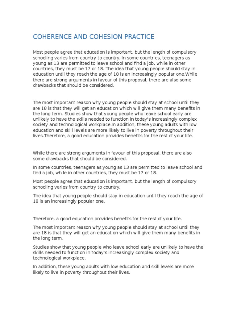 Coherence and Cohesion Practice | PDF