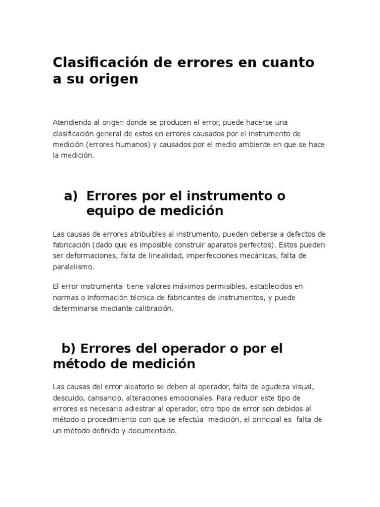 Tipos de Errores | PDF | Medición | Calibración