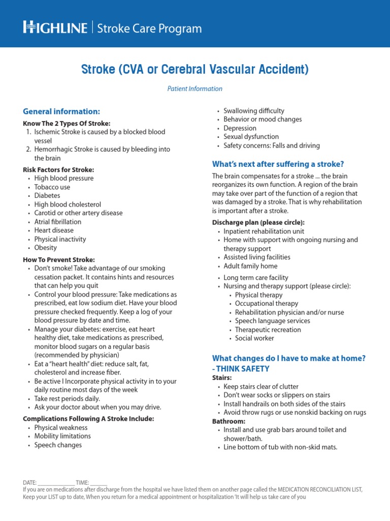 Stroke Patient Info | PDF | Stroke | Health Sciences