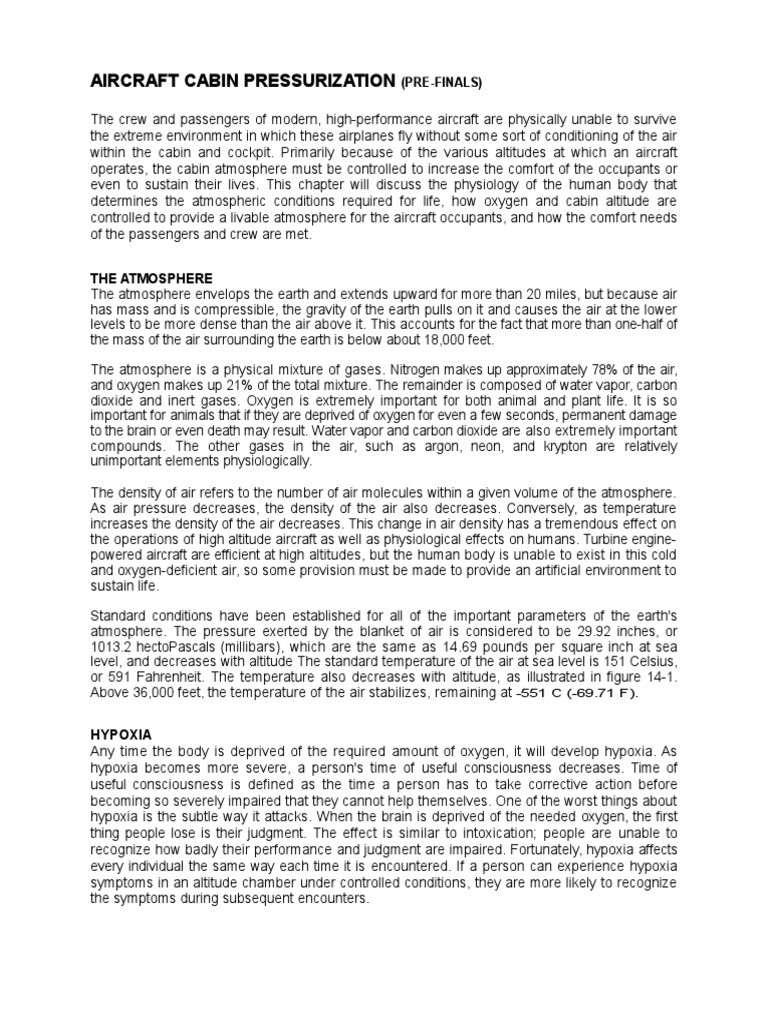 Aircraft Cabin Pressurization | PDF | Atmosphere Of Earth | Altitude
