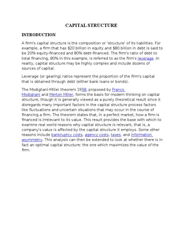 Capital Structure | PDF | Capital Structure | Dividend
