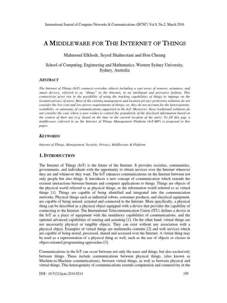 A Middleware For The Internet of Things | PDF | Internet Of Things | Application Programming ...