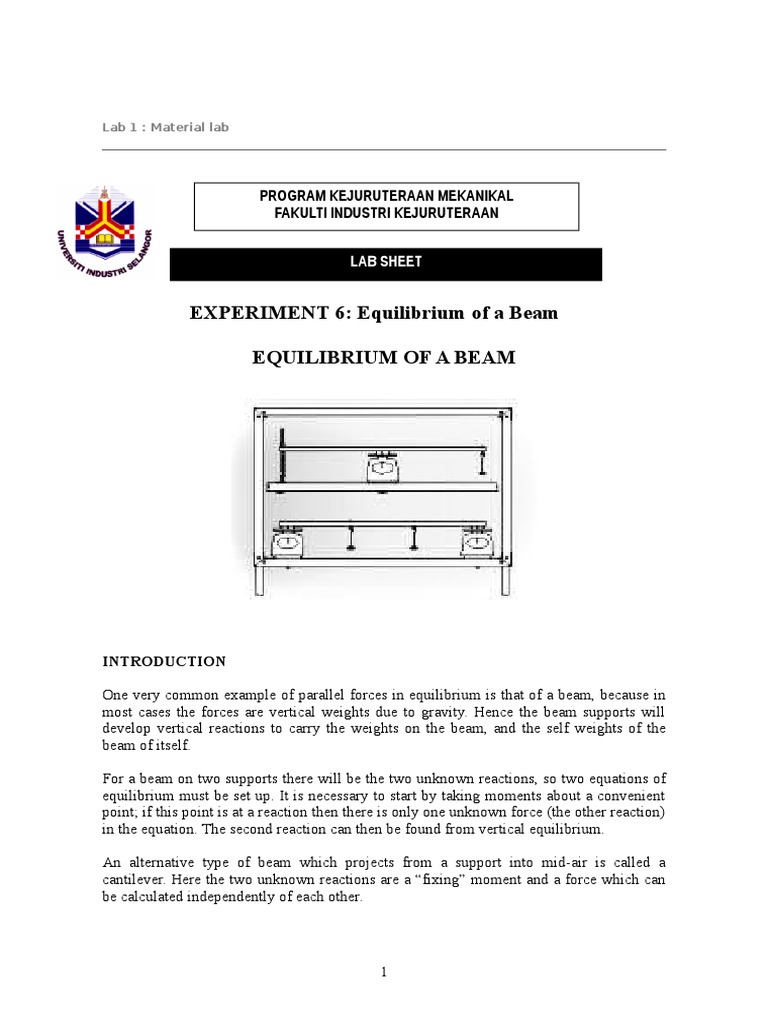 Equilibrium of A Beam | PDF | Weighing Scale | Beam (Structure)