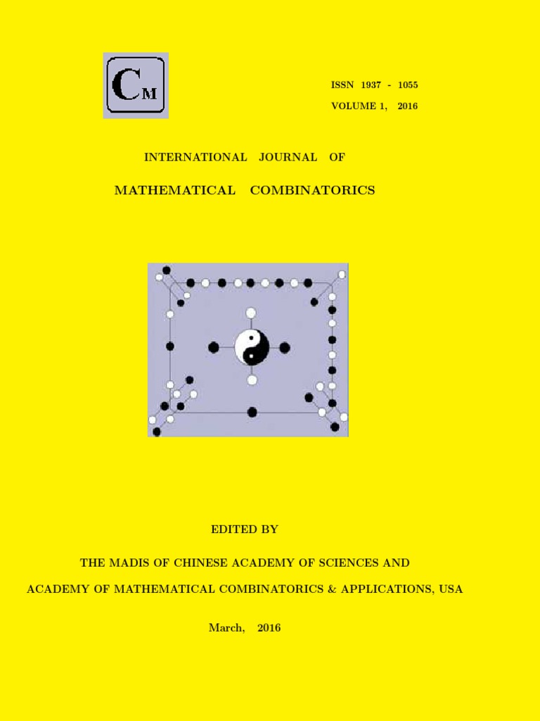INTERNATIONAL JOURNAL OF MATHEMATICAL COMBINATORICS, Vol. 1/2016 | PDF ...