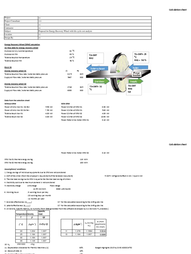 Energy Recovery Wheel Feasibility Study | PDF | Kilowatt Hour | Pump