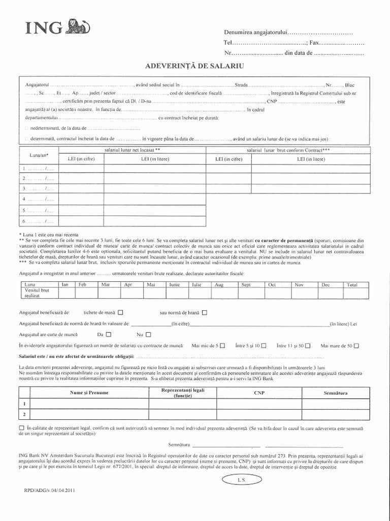 Adeverinta Salariu - InG | PDF