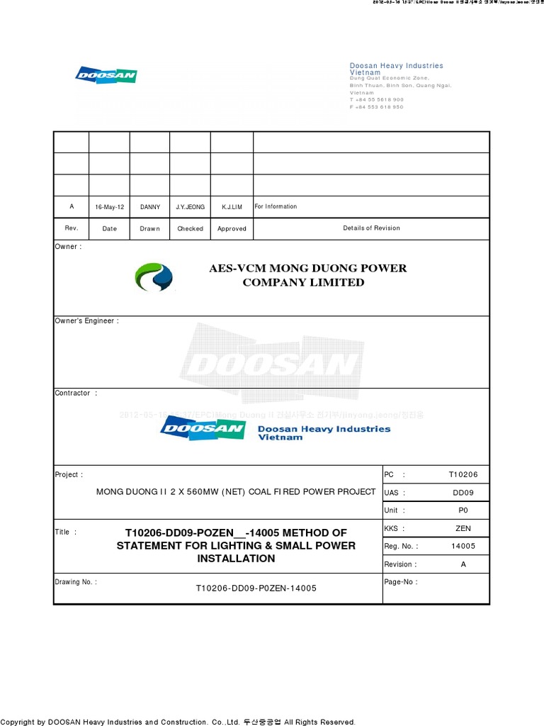 MS For Lighting & Small Power Installation | PDF | Personal Protective ...