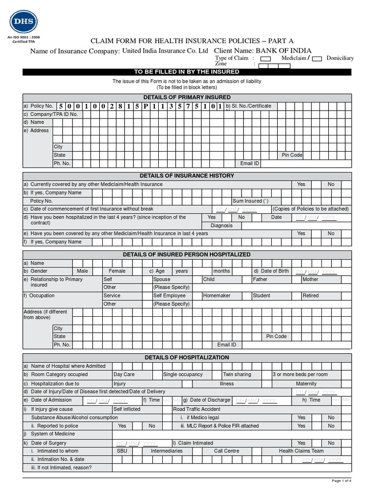 New Claim Form Dhs Reimbursement | PDF | Hospital | Patient