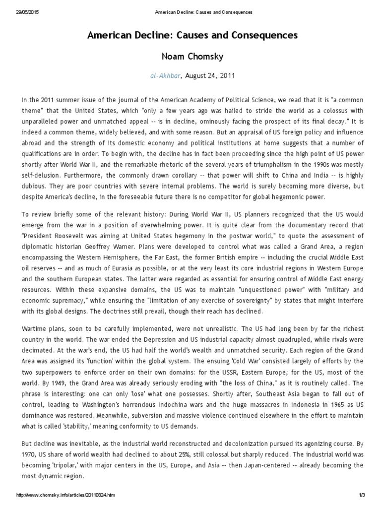 American Decline - Causes and Consequences | PDF | Soviet Union | World ...
