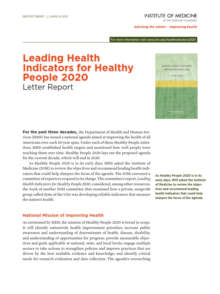 Leading Health Indicators 2011 | PDF | United States Department Of ...