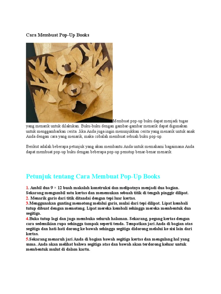 Cara Membuat Pop Up Book | PDF Cara Membuat Pop Up Book | PDF