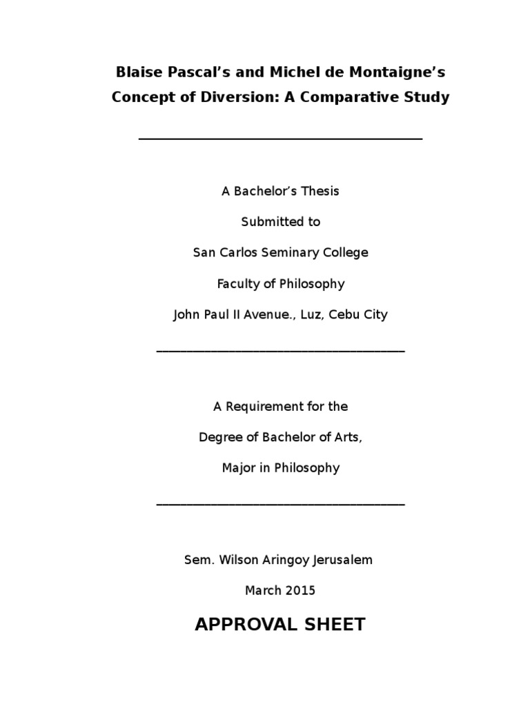 Blaise Pascal's and Michel de Montaigne's Concept of Diversion: A ...