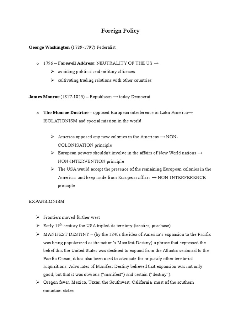 Foreign Policy - Overview | PDF | Foreign Relations Of The United ...