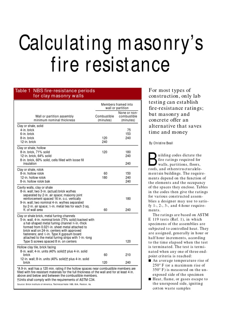 Calculating Masonry's Fire Resistance | PDF | Brick | Masonry