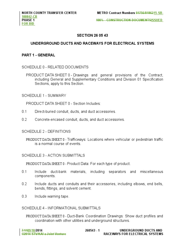 26 05 43 Underground Ducts and Raceways For Electrical Systems | PDF ...