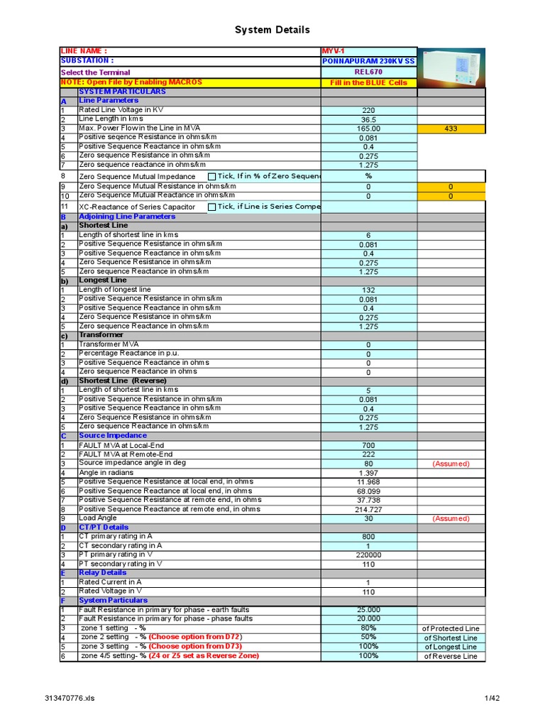 REL670 Settings for MYV-1 Line | PDF | Electrical Impedance ...