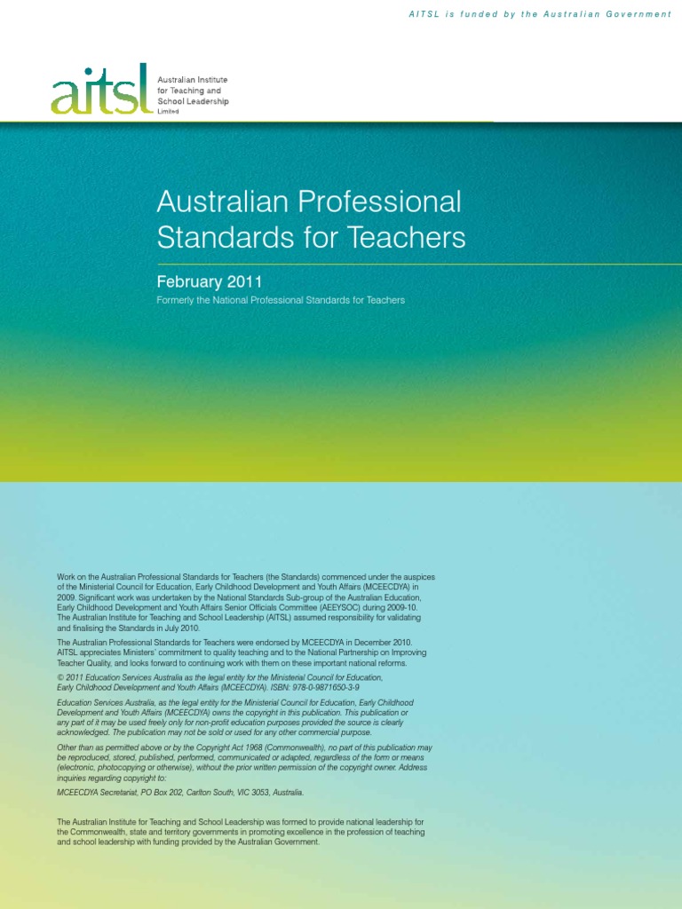 Australian Professional Standard For Teachers Final | PDF | Educational ...