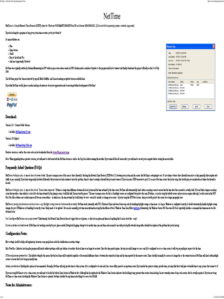 NetTime - Network Time Synchronization Tool | PDF | Windows Registry ...