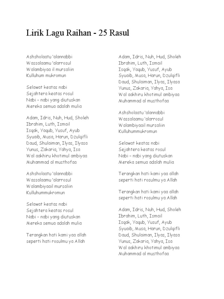 Lirik Lagu Raihan | PDF | Agama & Spiritualitas | Klasik