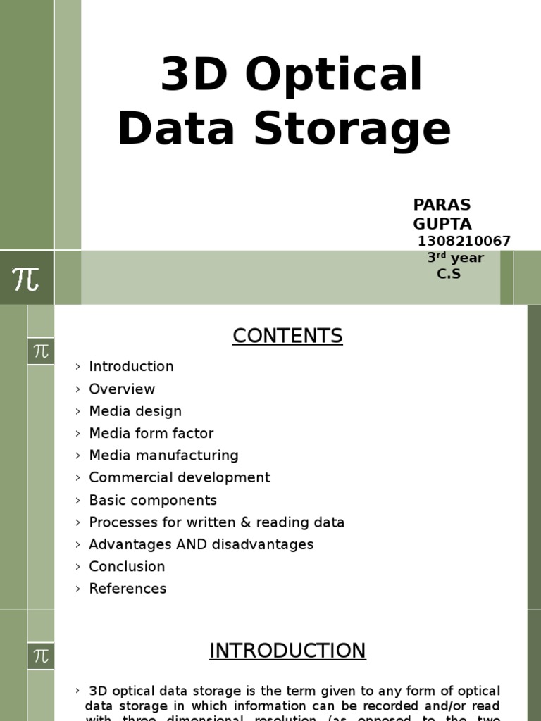 3D Optical Data Storage | PDF | Computer Data Storage | Compact Disc