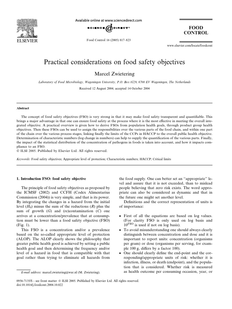 Food Safety Objectives Explained | PDF | Logarithm | Food Safety